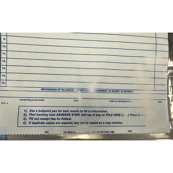 Tamper Resistant Patient Valuables Bag, 10" x 13” - Maxpert Medical