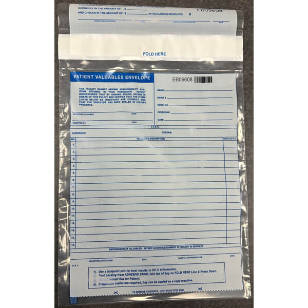 Tamper Resistant Patient Valuables Bag, 10" x 13” - Maxpert Medical