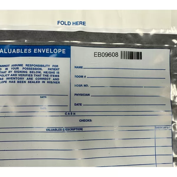 Tamper Resistant Patient Valuables Bag, 10" x 13” - Maxpert Medical