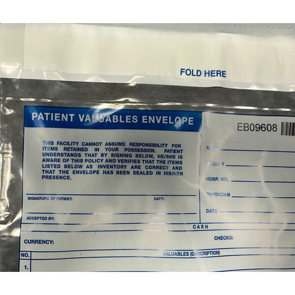 Tamper Resistant Patient Valuables Bag, 10" x 13” - Maxpert Medical